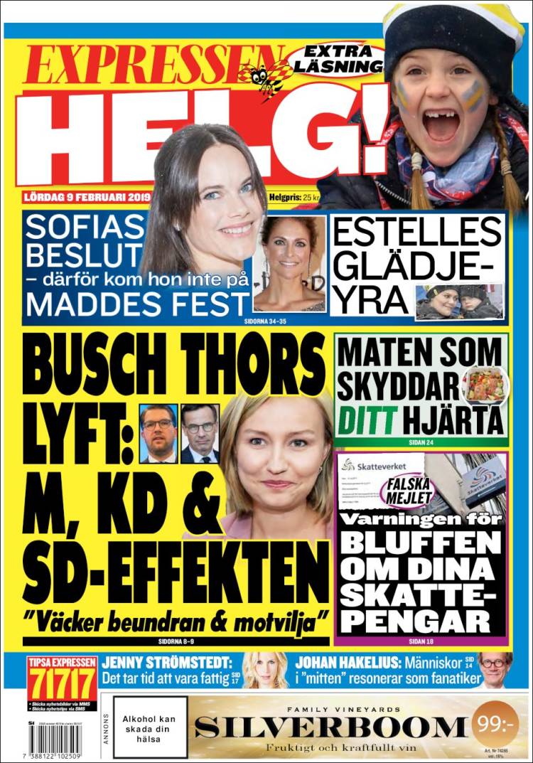 Periódico Expressen (Suecia). Periódicos de Suecia. Edición de sábado ...