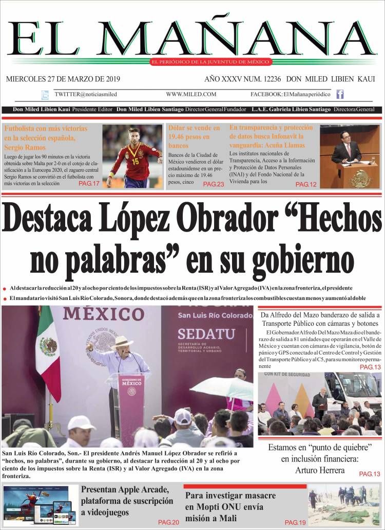 Periódico El Mañana de Toluca (México). Periódicos de México. Edición ...