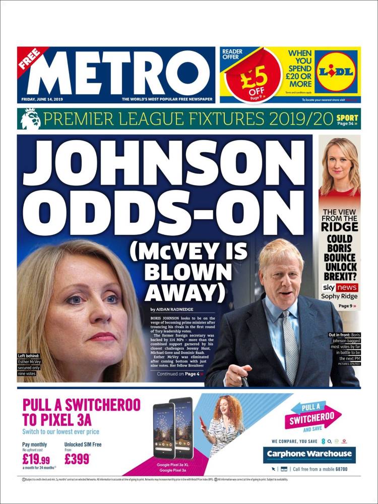 Newspaper Metro (United Kingdom). Newspapers in United Kingdom. Friday ...