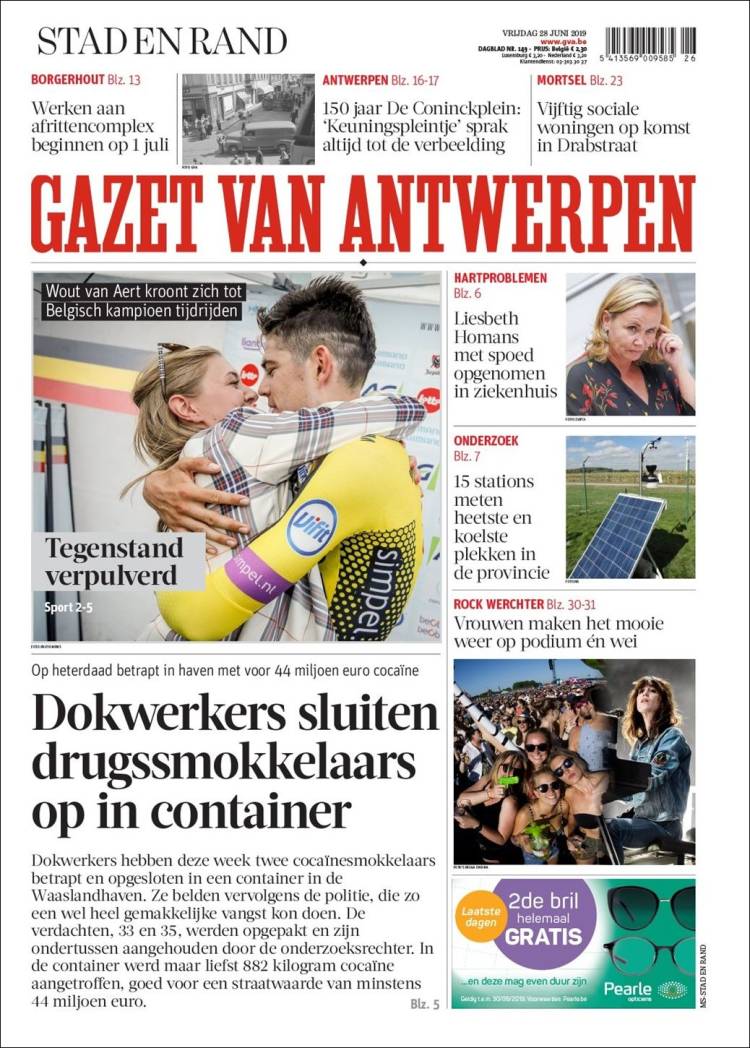 Newspaper Gazet van Antwerpen (Belgium). Newspapers in Belgium. Friday ...
