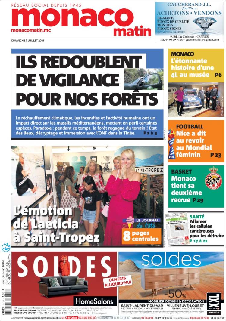 Journal Nice-Matin (France). Les Unes des journaux de France. Édition ...