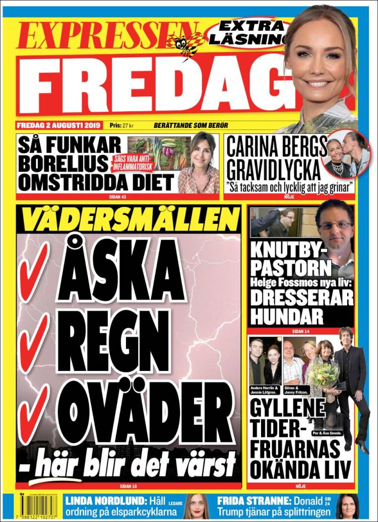 Periódico Expressen (Suecia). Periódicos de Suecia. Edición de viernes ...