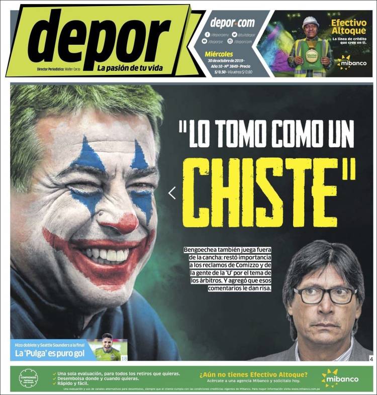 Periódico Depor (Perú). Periódicos de Perú. Edición de miércoles, 30 de ...