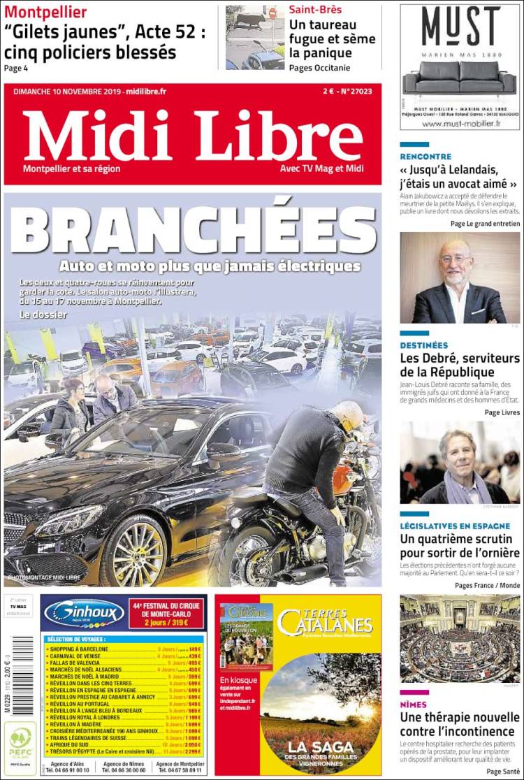 Newspaper Midi Libre (France). Newspapers in France. Sunday's edition ...