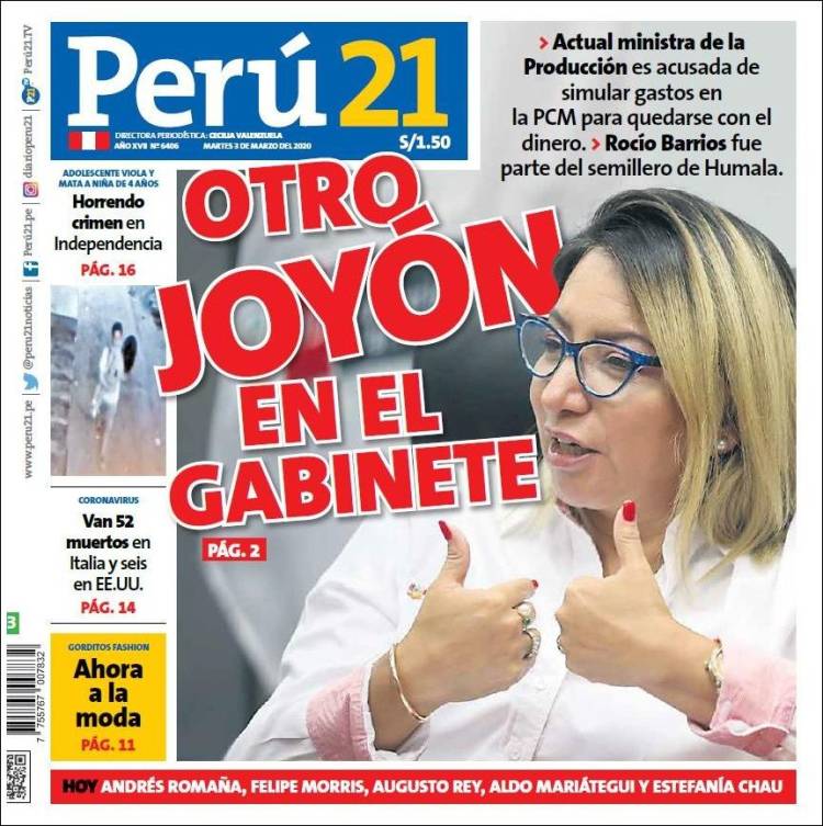 Periódico Perú 21 (Perú). Periódicos de Perú. Edición de martes, 3 de ...