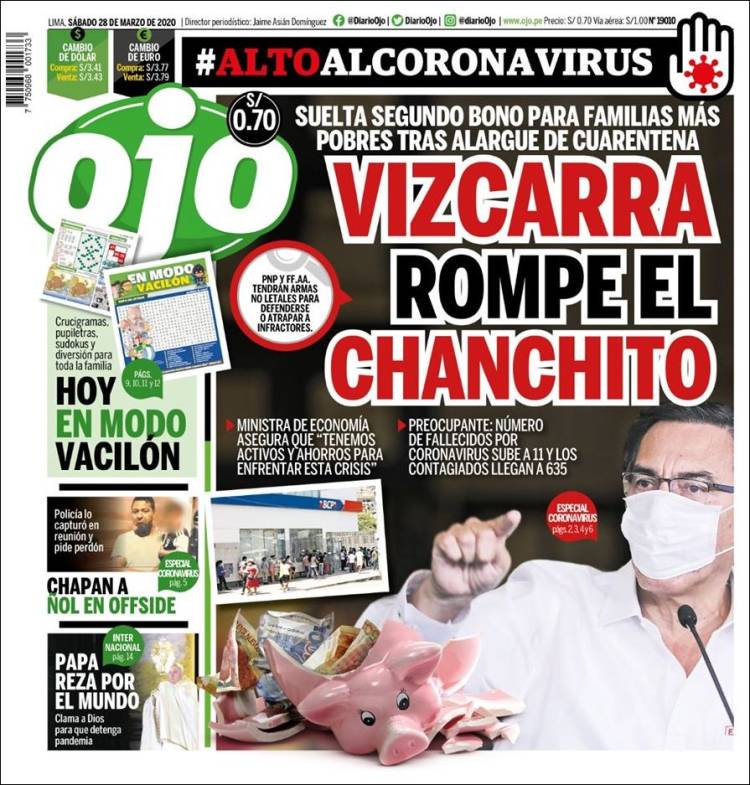 Periódico Ojo (Perú). Periódicos de Perú. Edición de sábado, 28 de ...