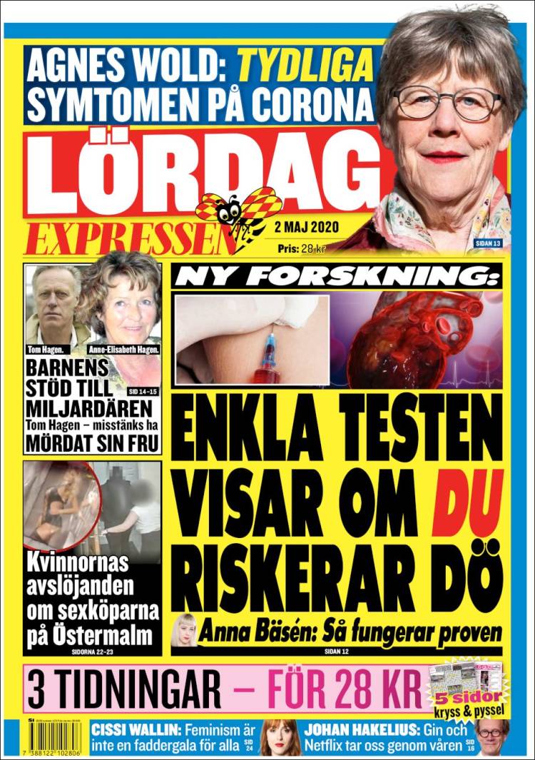 Periódico Expressen (Suecia). Periódicos de Suecia. Edición de sábado ...
