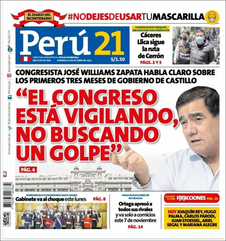 Periódico Perú 21 (Perú). Periódicos de Perú. Edición de domingo, 24 de ...