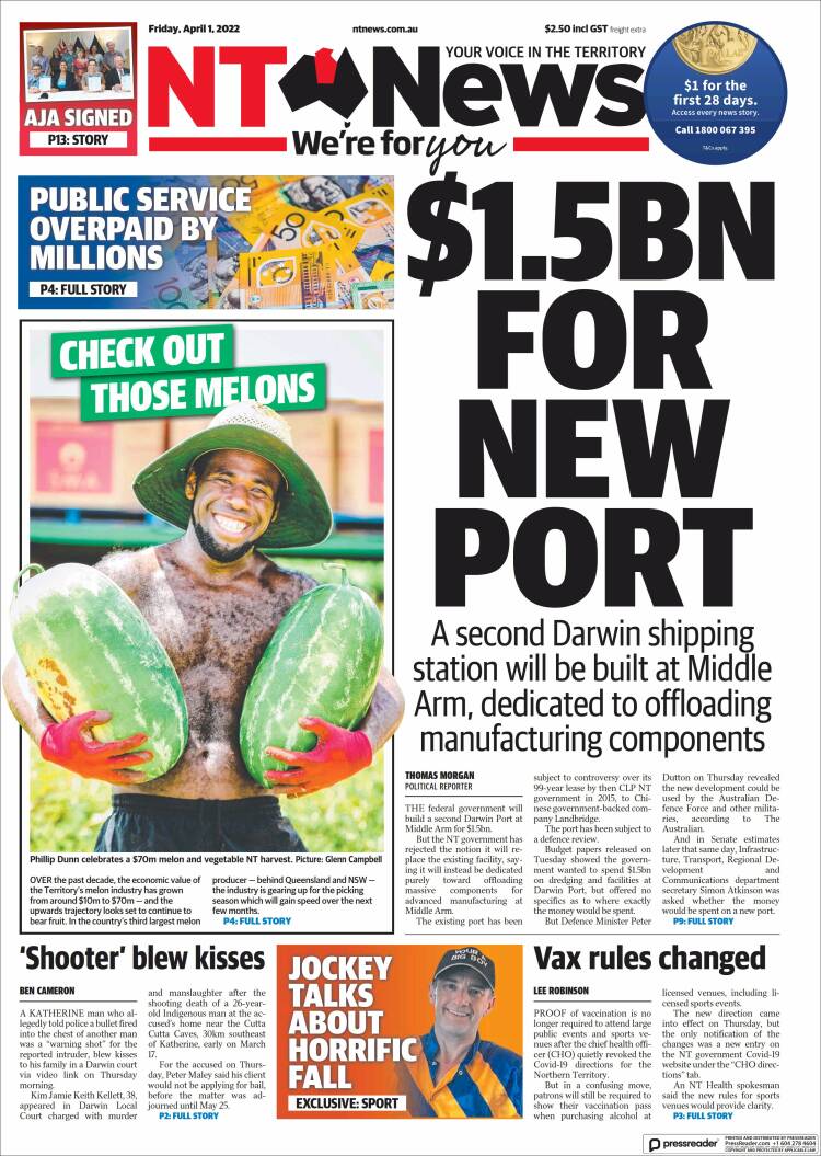 Newspaper Northern Territory News (Australia). Newspapers in Australia ...