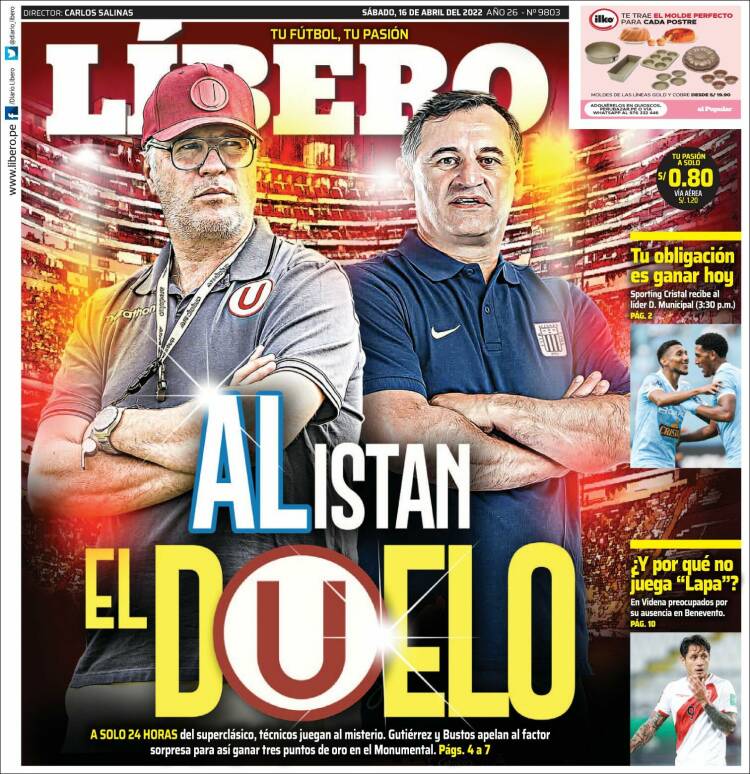 Periódico Líbero (Perú). Periódicos de Perú. Edición de sábado, 16 de ...