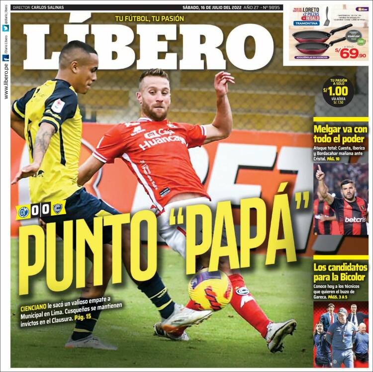 Periódico Líbero (Perú). Periódicos de Perú. Edición de sábado, 16 de ...