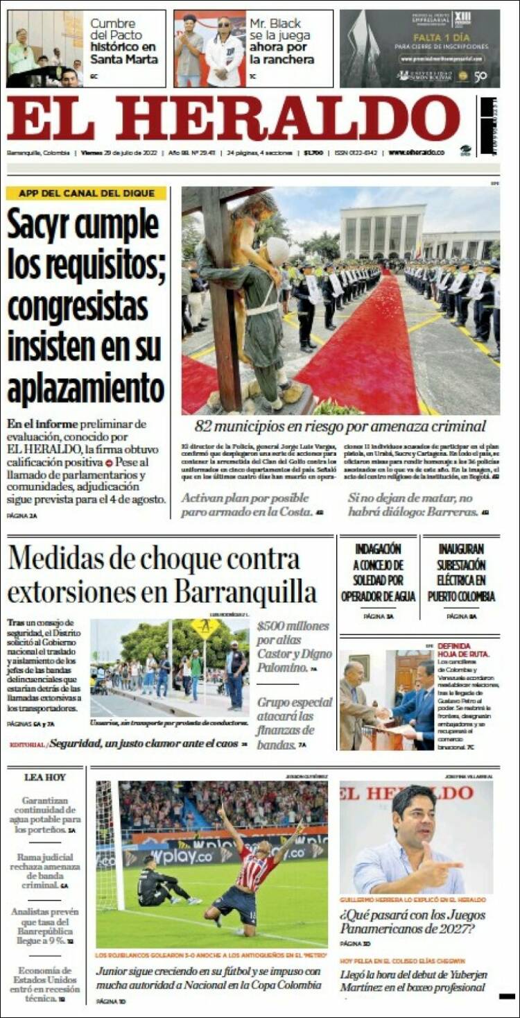 Newspaper El Heraldo (Colombia). Newspapers in Colombia. Today's press ...