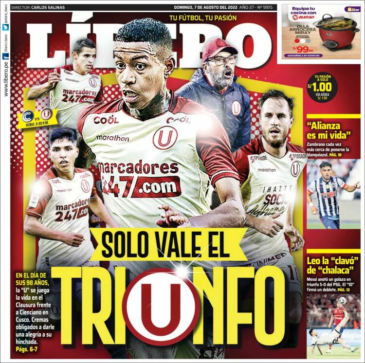 Periódico Líbero (Perú). Periódicos de Perú. Edición de domingo, 7 de ...