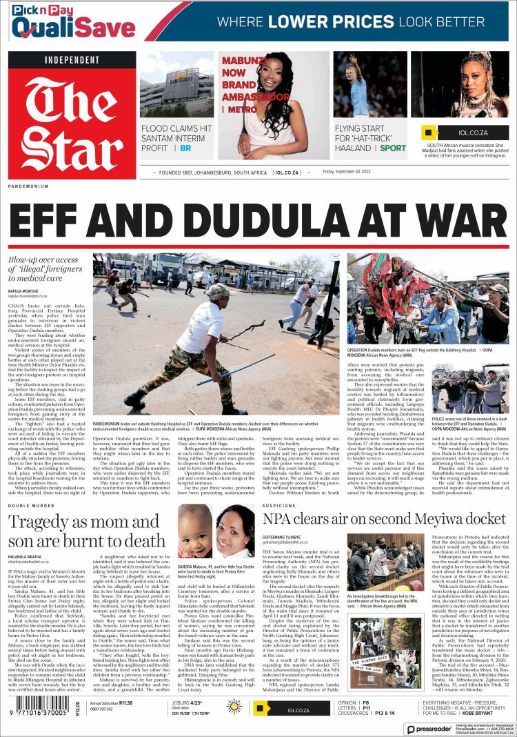Newspaper The Star (South Africa). Newspapers in South Africa. Friday's ...
