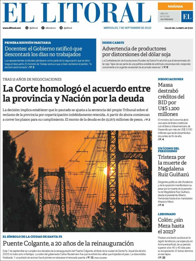 Periódico Diario El Litoral (Argentina). Periódicos de Argentina ...