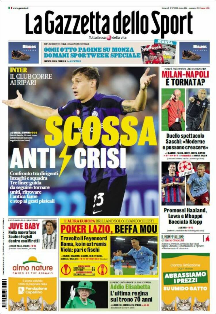 Periódico La Gazzetta dello Sport (Italia). Periódicos de Italia ...