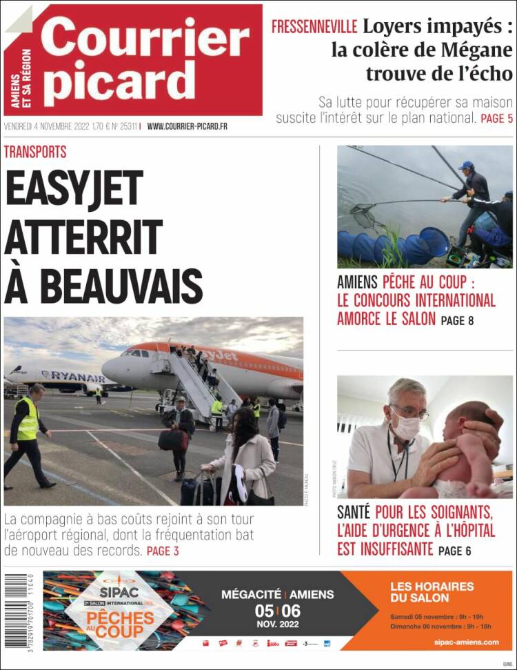 Periódico Courrier Picard (Francia). Periódicos de Francia. Edición de viernes, 4 de noviembre ...