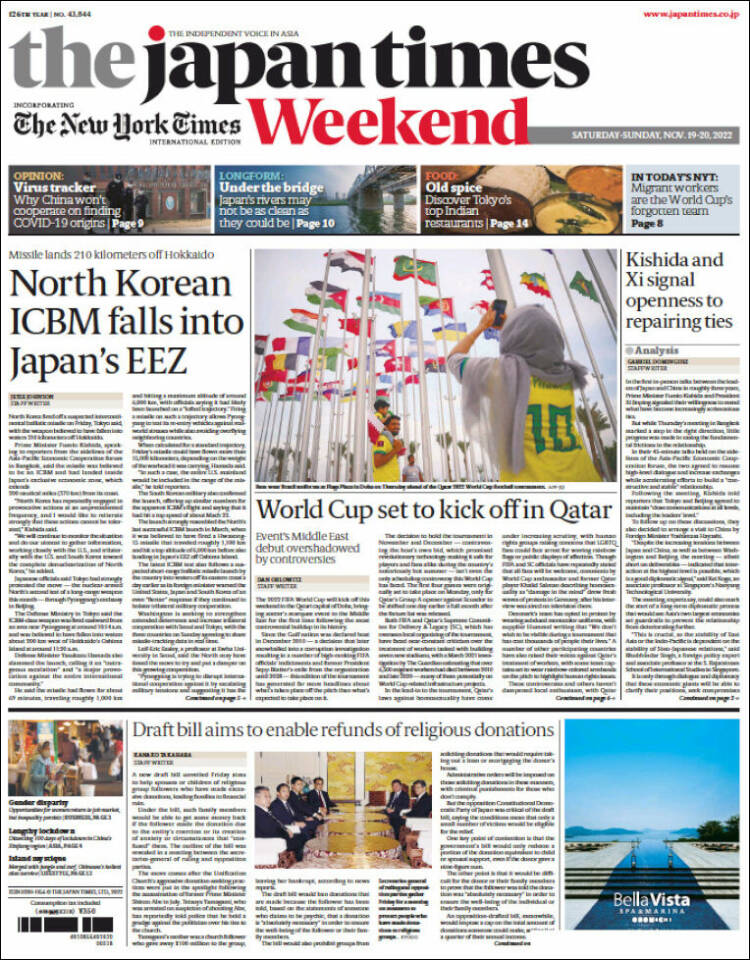Newspaper The Japan Times (Japan). Newspapers in Japan. Saturday's ...