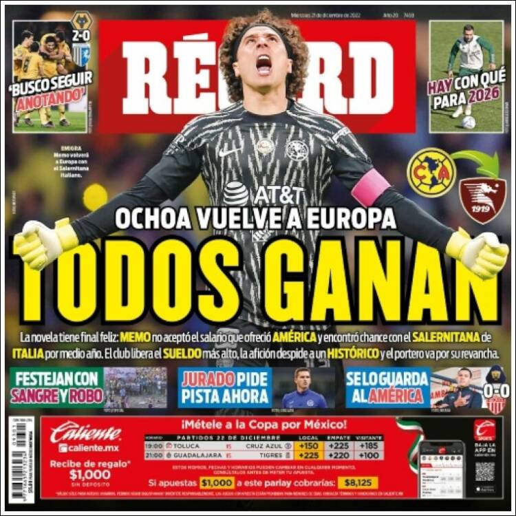 Newspaper Record (Mexico). Newspapers in Mexico. Wednesday's edition ...