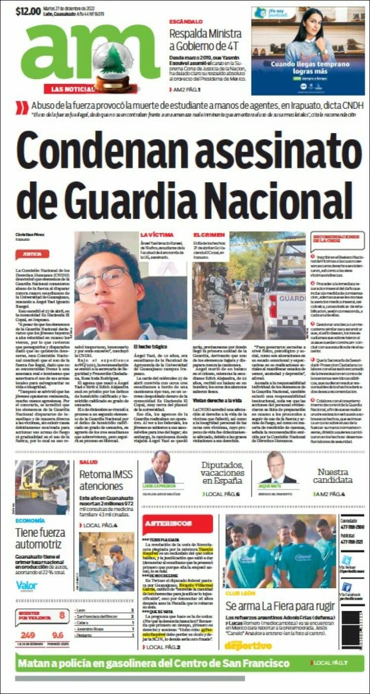 Newspaper Al Día A.M. (Mexico). Newspapers in Mexico. Tuesday's edition ...