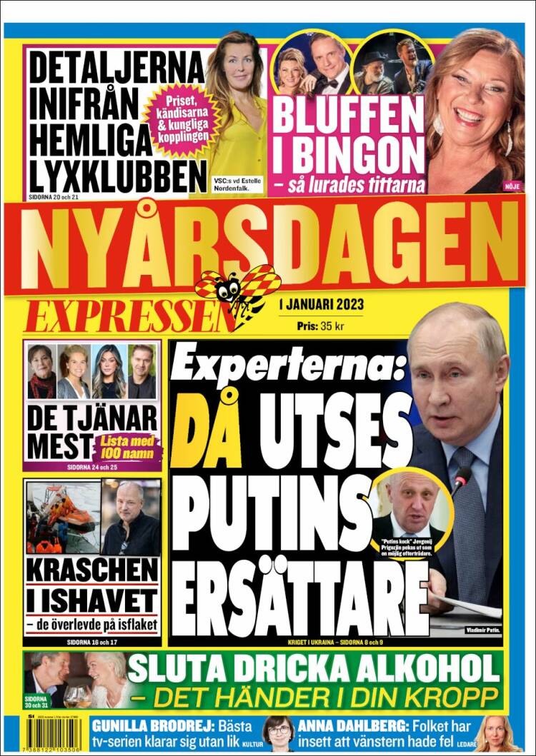 Periódico Expressen (Suecia). Periódicos de Suecia. Edición de domingo ...