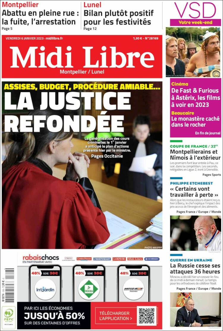 Newspaper Midi Libre (France). Newspapers in France. Friday's edition ...