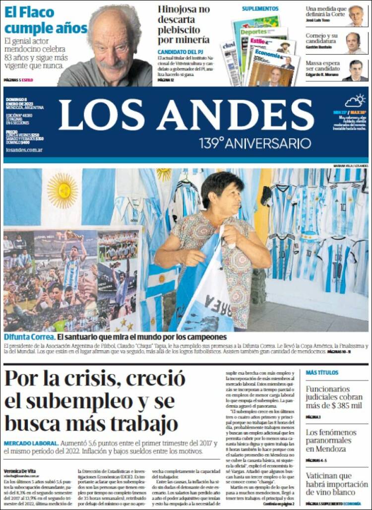 Newspaper Los Andes - Mendoza (Argentina). Newspapers in Argentina ...