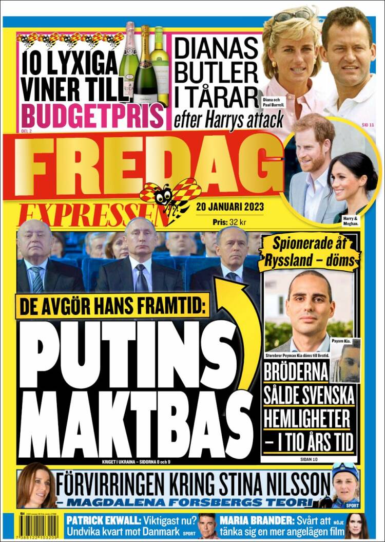 Periódico Expressen (Suecia). Periódicos de Suecia. Edición de viernes ...