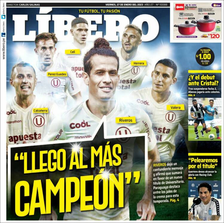 Periódico Líbero (Perú). Periódicos de Perú. Edición de viernes, 27 de ...