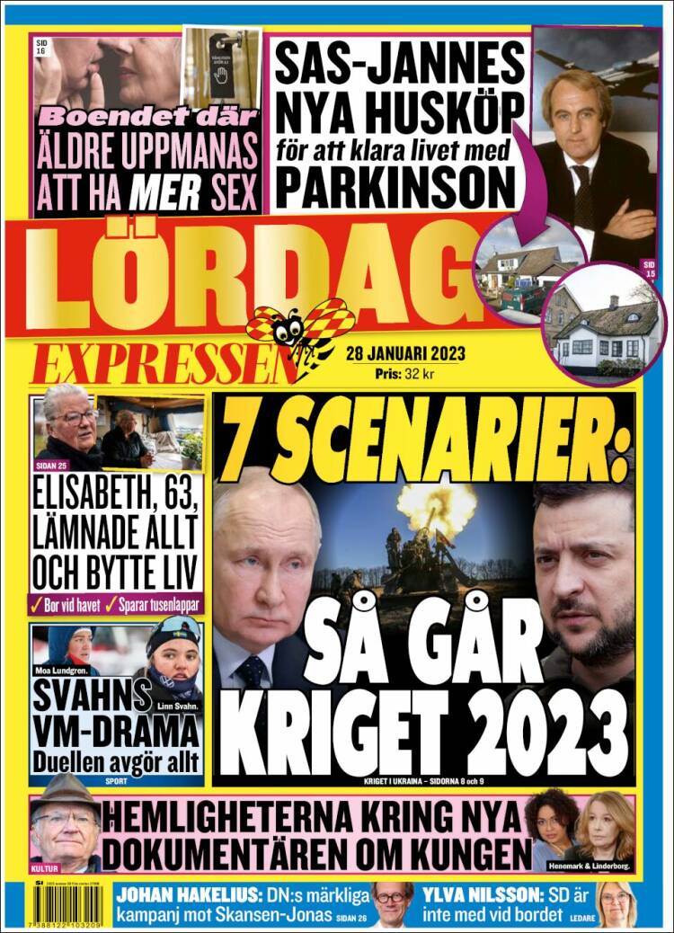 Periódico Expressen (Suecia). Periódicos de Suecia. Edición de sábado ...