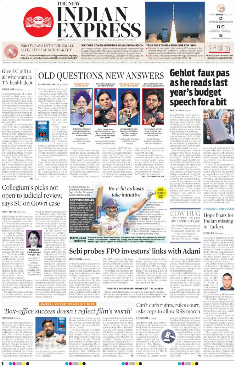 Periódico New Indian Express (India). Periódicos de India. Edición de ...