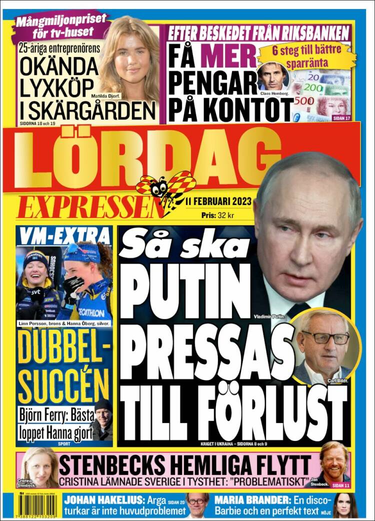 Periódico Expressen (Suecia). Periódicos de Suecia. Edición de sábado ...