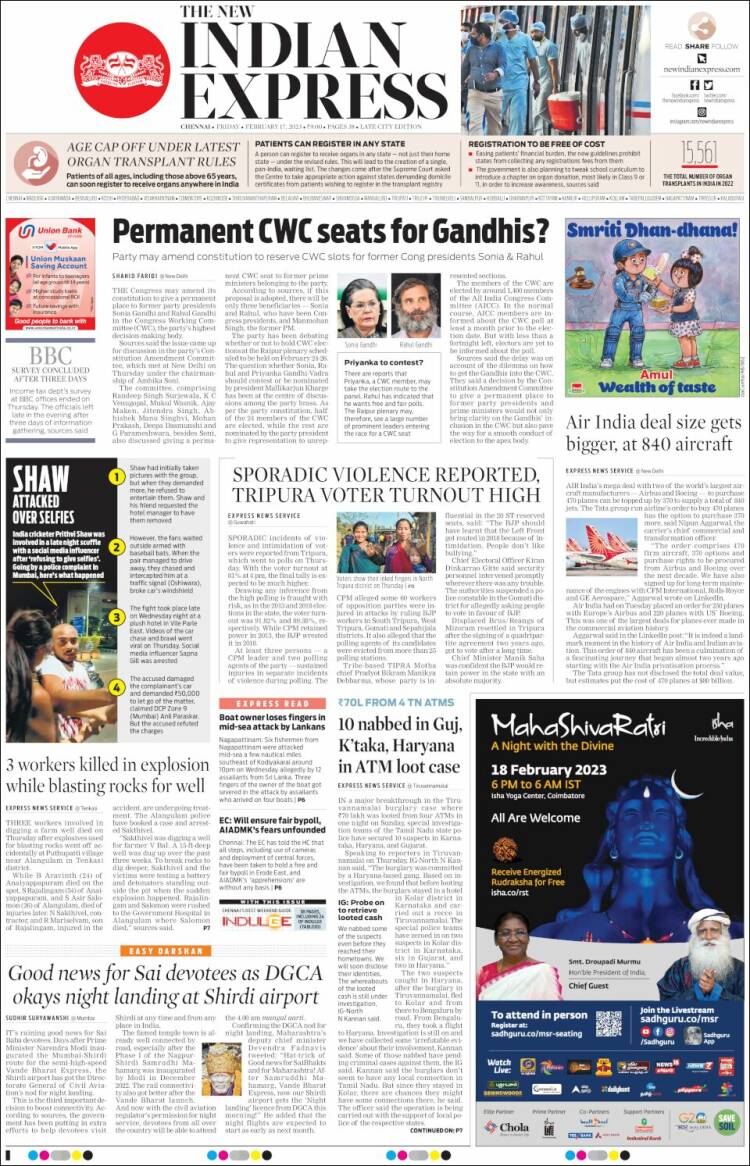 Periódico New Indian Express (India). Periódicos de India. Edición de ...