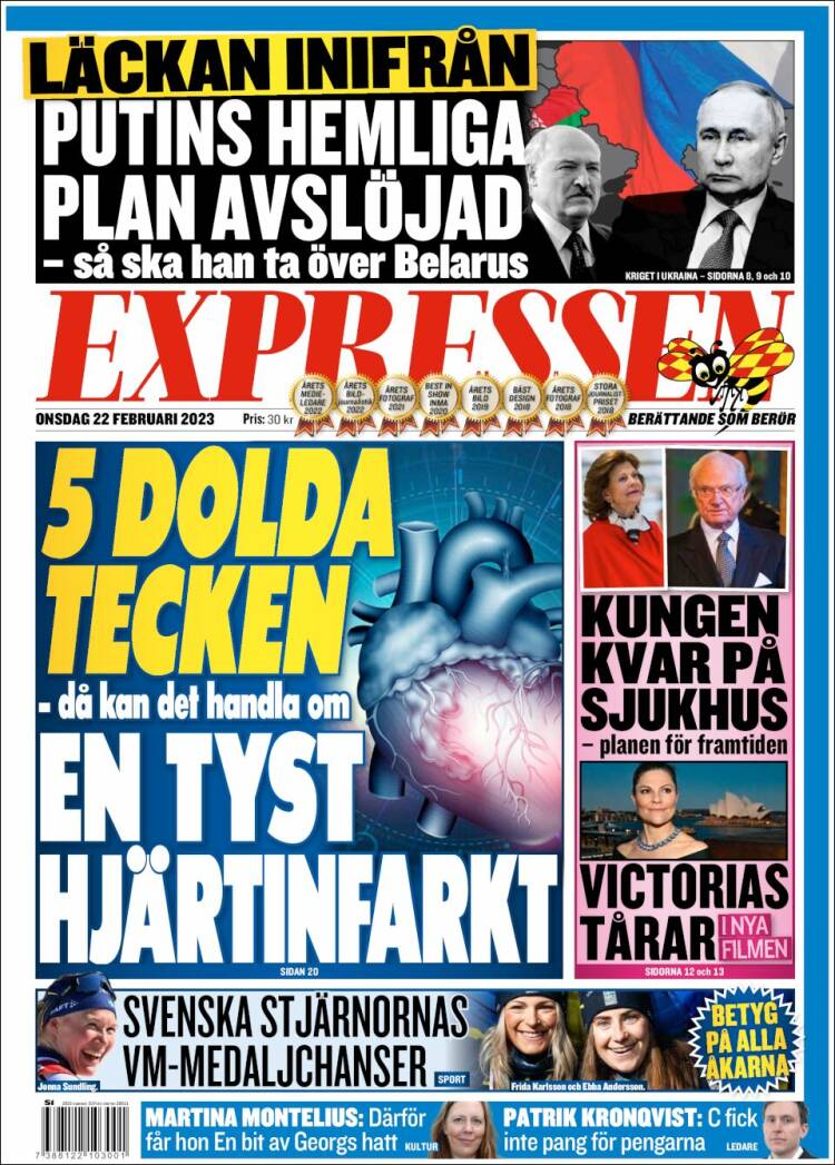 Periódico Expressen (Suecia). Periódicos de Suecia. Edición de ...