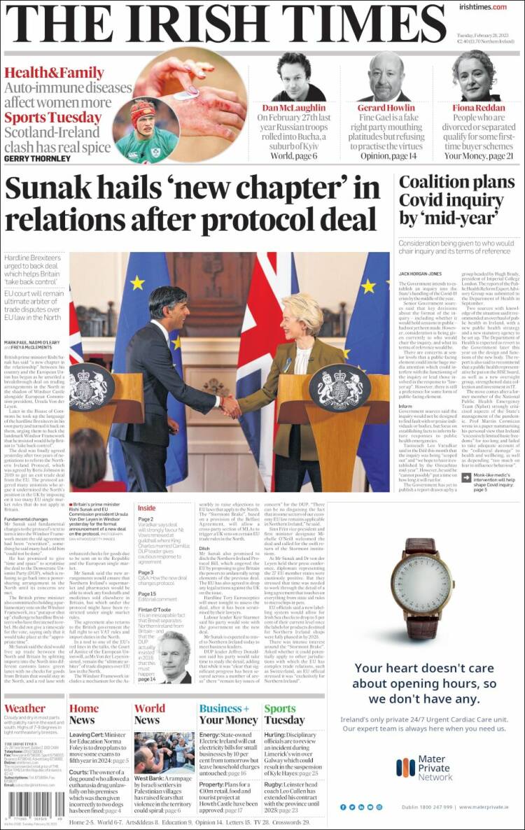 Periódico Irish Times (Irlanda). Periódicos de Irlanda. Edición de ...