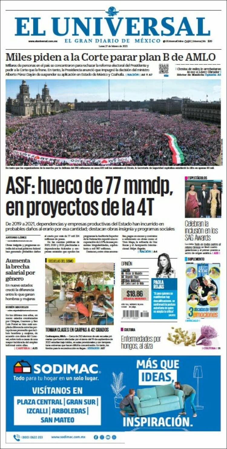 Periódico El Universal (México). Periódicos de México. Edición de ...