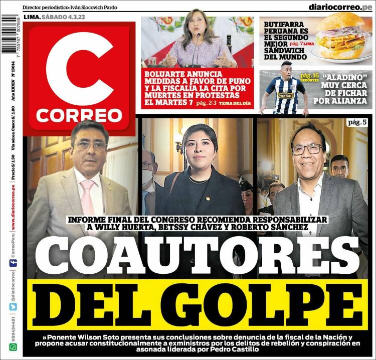 Periódico Diario Correo (Perú). Periódicos de Perú. Edición de sábado ...