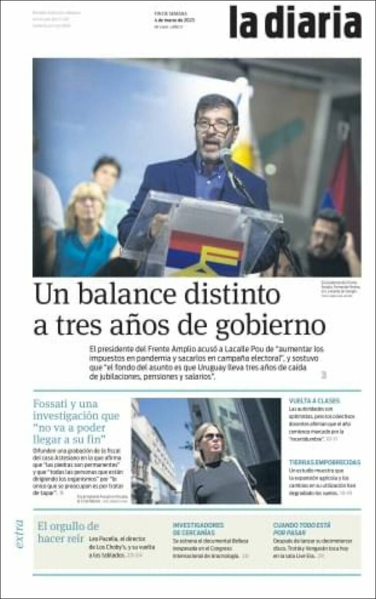 Periódico La Diaria (Uruguay). Periódicos de Uruguay. Edición de sábado ...
