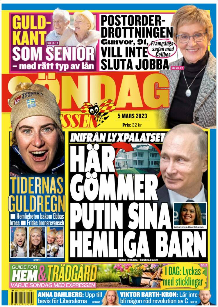 Periódico Expressen (Suecia). Periódicos de Suecia. Edición de domingo ...