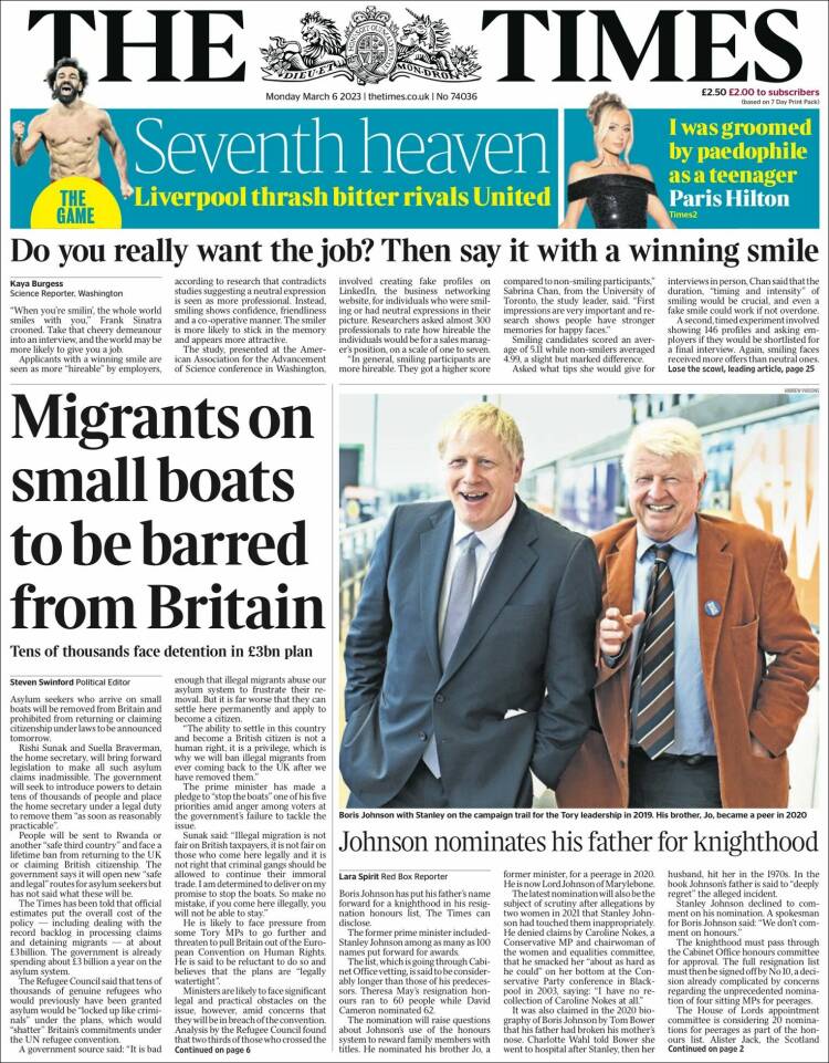 Journal The Times (Royaume-Uni). Les Unes des journaux de Royaume-Uni ...