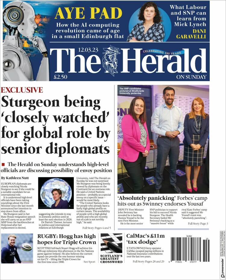 Journal The Herald (Royaume-Uni). Les Unes des journaux de Royaume-Uni ...