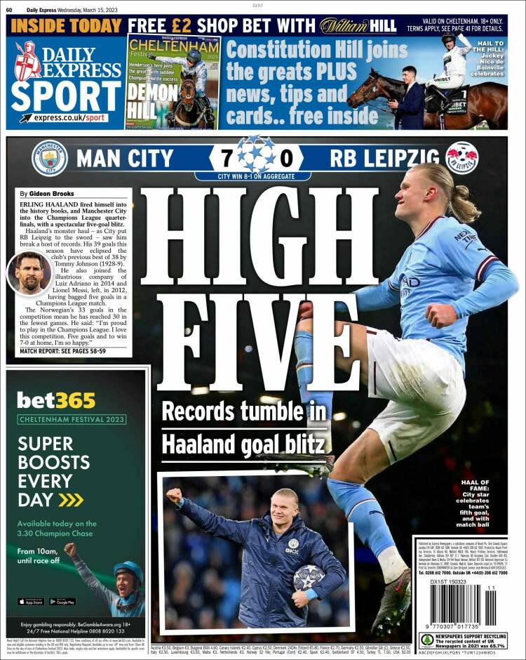 Journal Express Sport (Royaume-Uni). Les Unes des journaux de Royaume ...