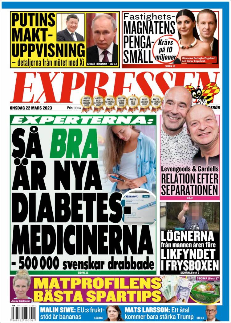 Periódico Expressen (Suecia). Periódicos de Suecia. Edición de ...