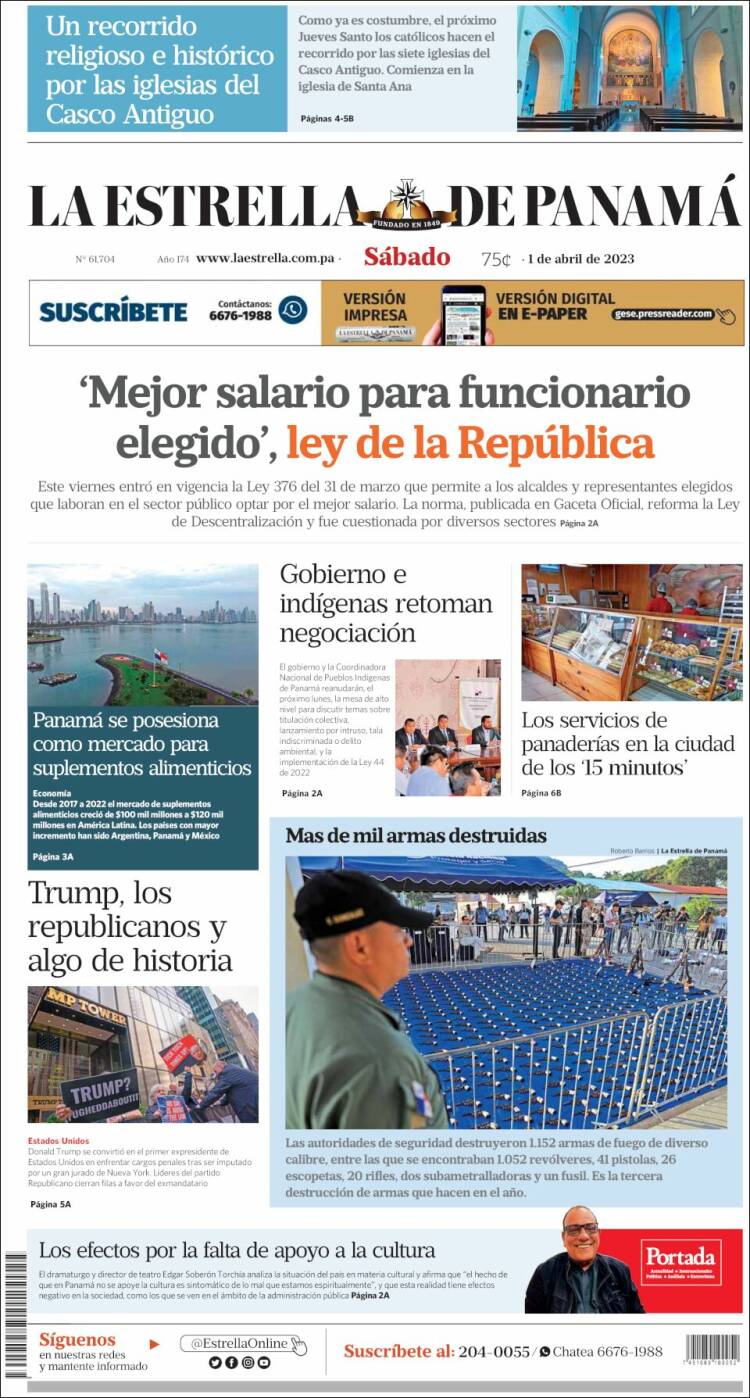 Periódico La Estrella de Panamá (Panamá). Periódicos de Panamá. Edición ...