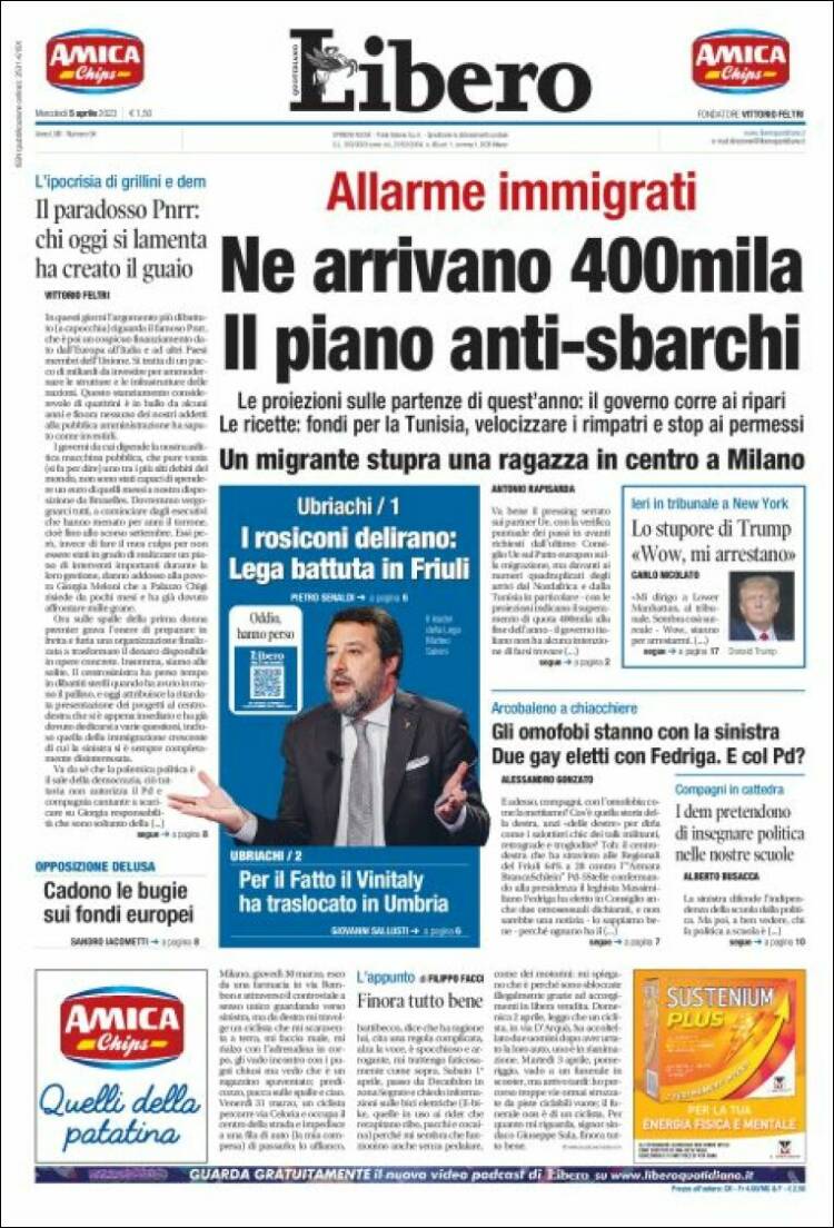 Periódico Libero (Italia). Periódicos de Italia. Edición de miércoles ...