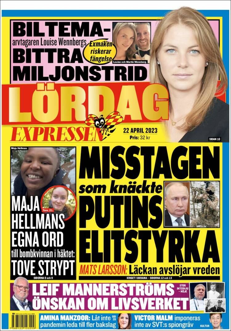 Periódico Expressen (Suecia). Periódicos de Suecia. Edición de sábado ...