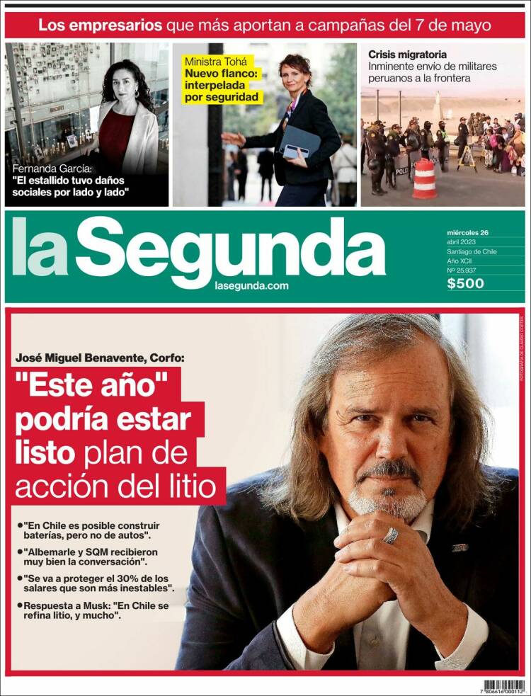 Periódico La Segunda (Chile). Periódicos de Chile. Edición de miércoles ...