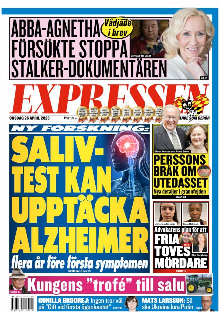 Periódico Expressen (Suecia). Periódicos de Suecia. Edición de ...