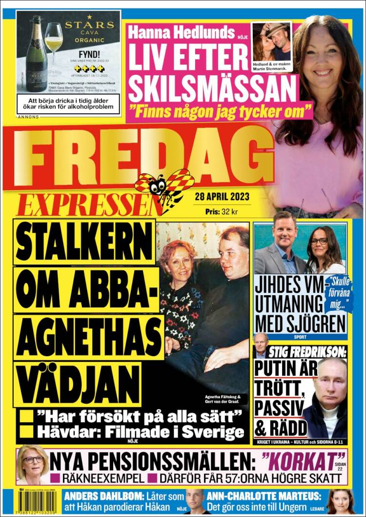Periódico Expressen (Suecia). Periódicos de Suecia. Edición de viernes ...