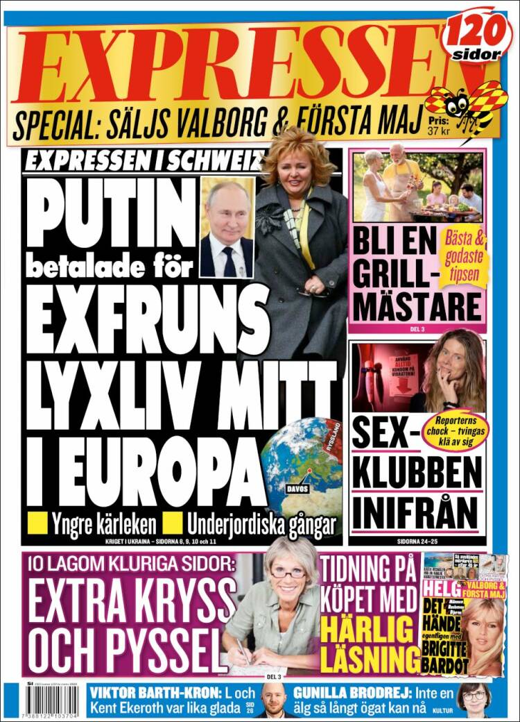 Periódico Expressen (Suecia). Periódicos de Suecia. Edición de domingo ...